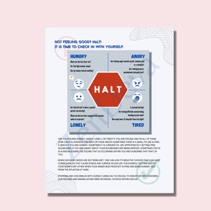 HALT (hungry, Angry, Lonely, Tired) Handout - Therapist Tool and Aid - Etsy