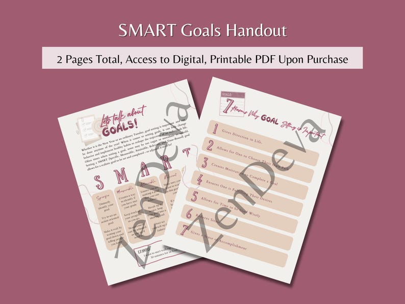 SMART Goals Printable Handout - Educational/therapy Aid and Tool ...