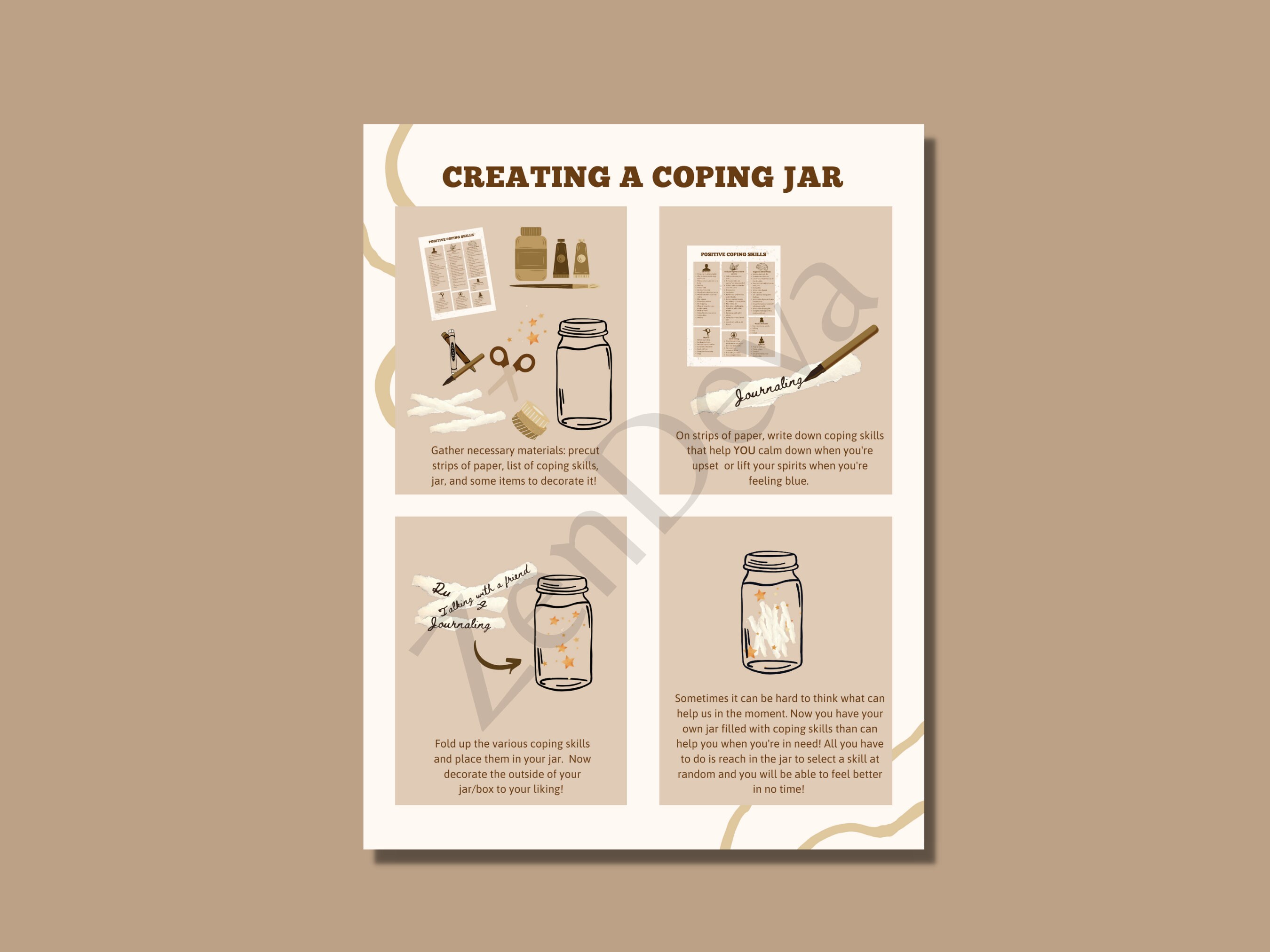 Therapy DIY Coping Skills Jar Therapy/educational Handouts - Etsy