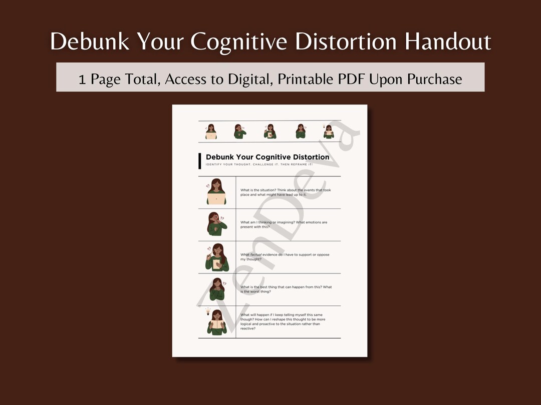 Debunk Your Cognitive Distortion Handout - Educational/therapy Aid and ...
