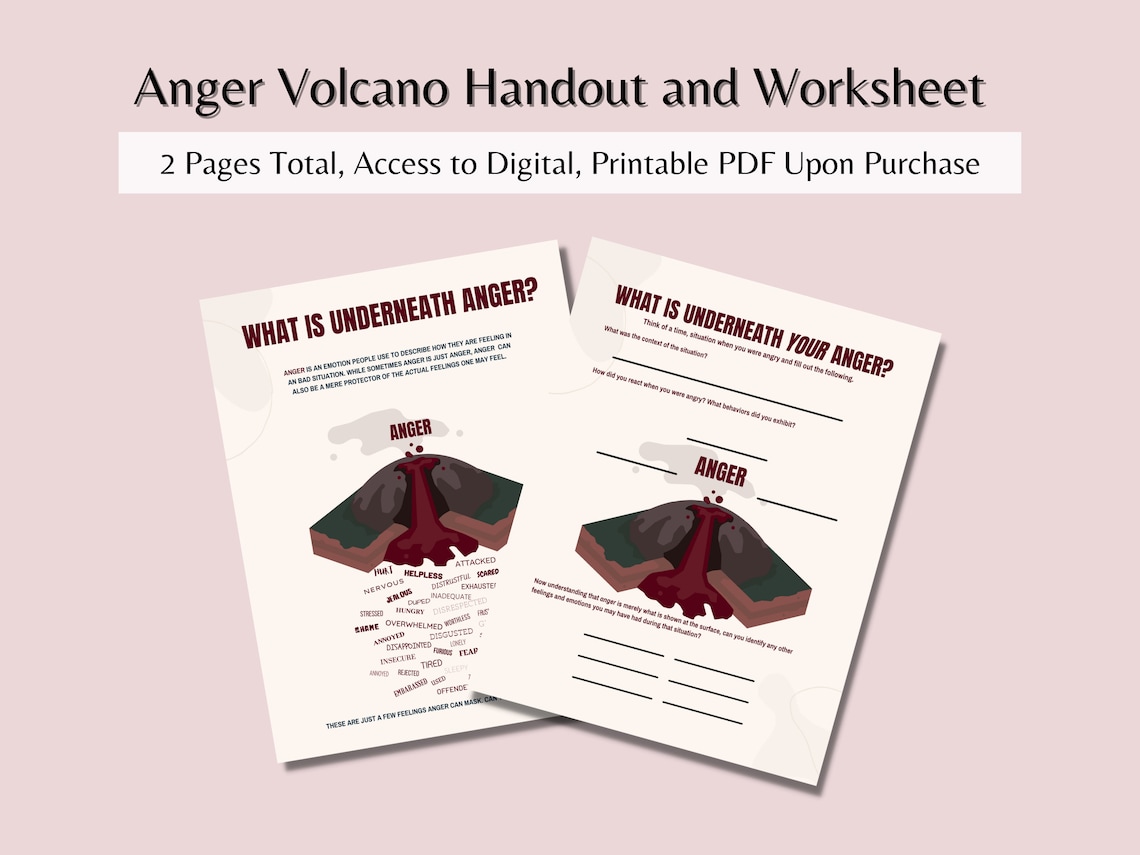 Anger Volcano Handout and Worksheet - Therapy Tool, Aid - Etsy