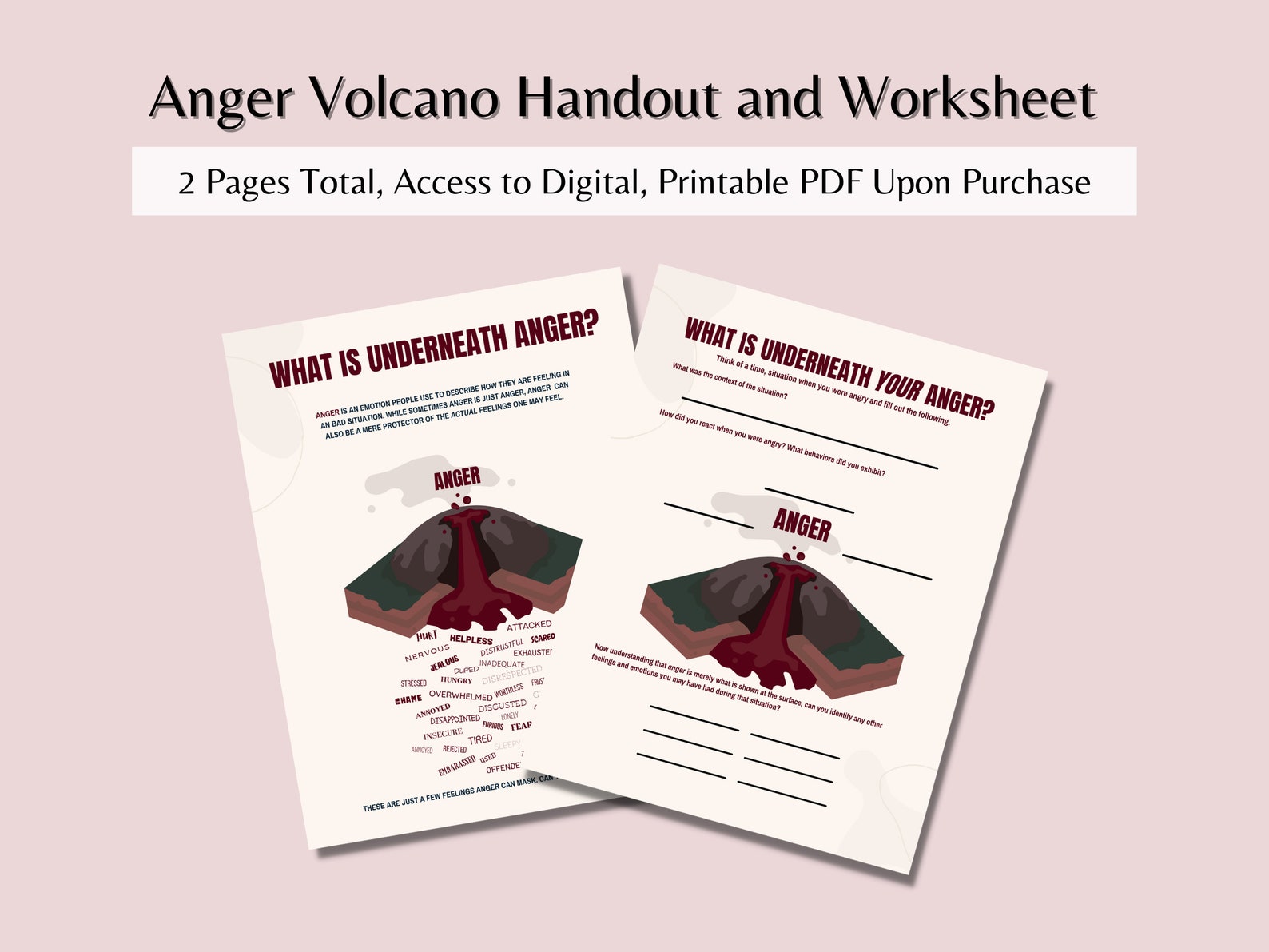 Anger Volcano Handout and Worksheet - Therapy Tool, Aid - Etsy