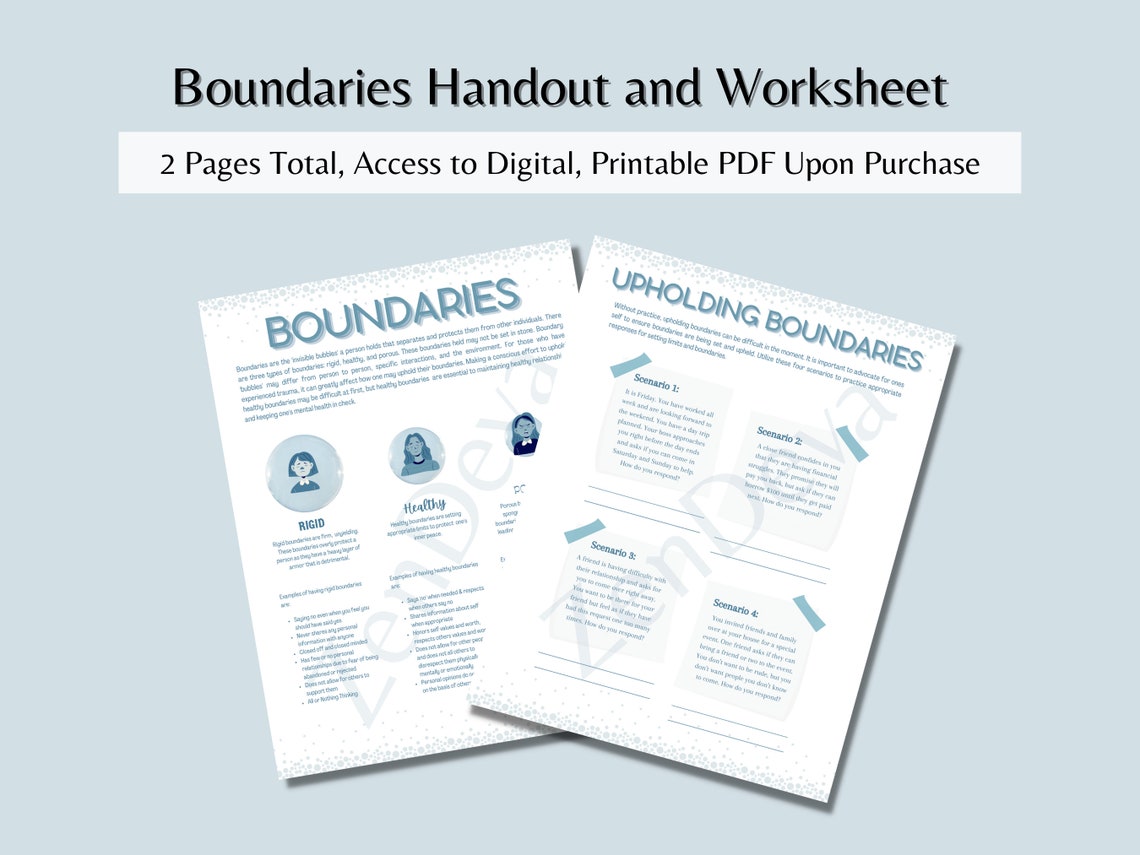 Boundaries Handout and Worksheet - Educational/therapy Tool and Aid - Etsy