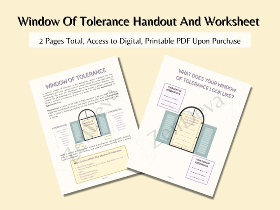 Window of Tolerance Handout and Worksheet Educational/therapy - Etsy