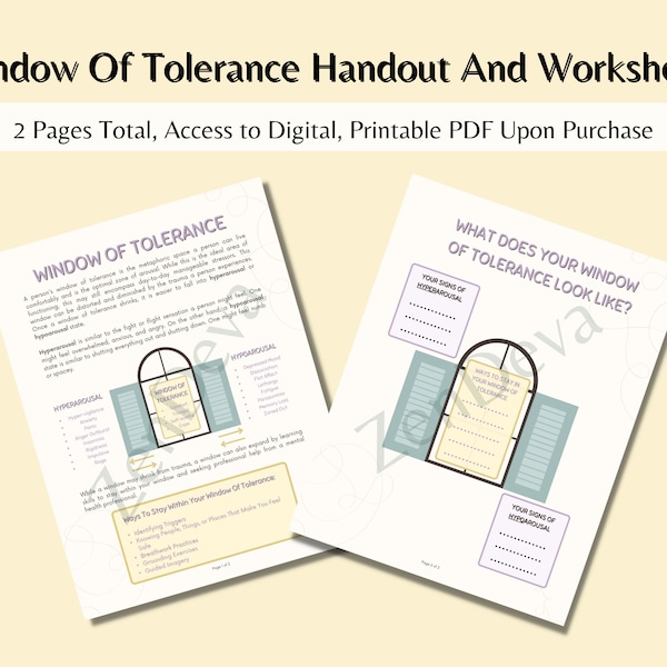 Therapy Handouts Window of Tolerance - Etsy