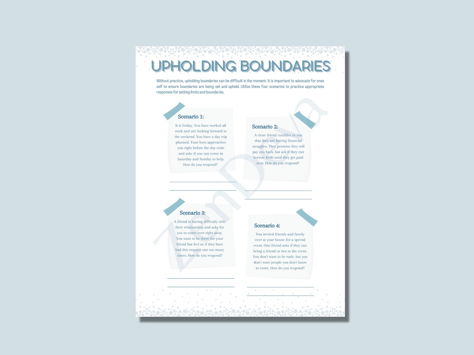Boundaries Handout and Worksheet - Educational/therapy Tool and Aid - Etsy