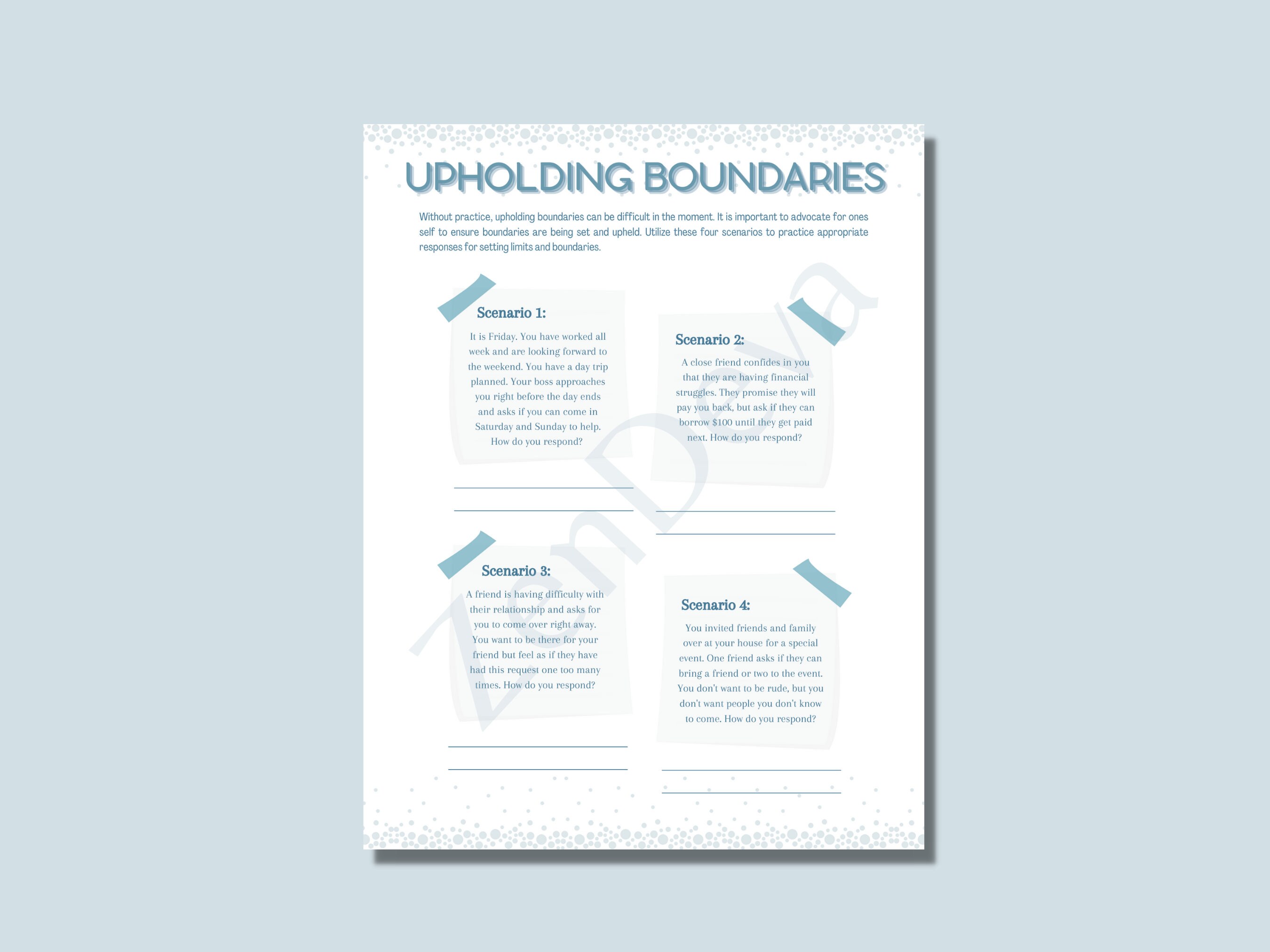 Boundaries Handout and Worksheet - Educational/therapy Tool and Aid - Etsy