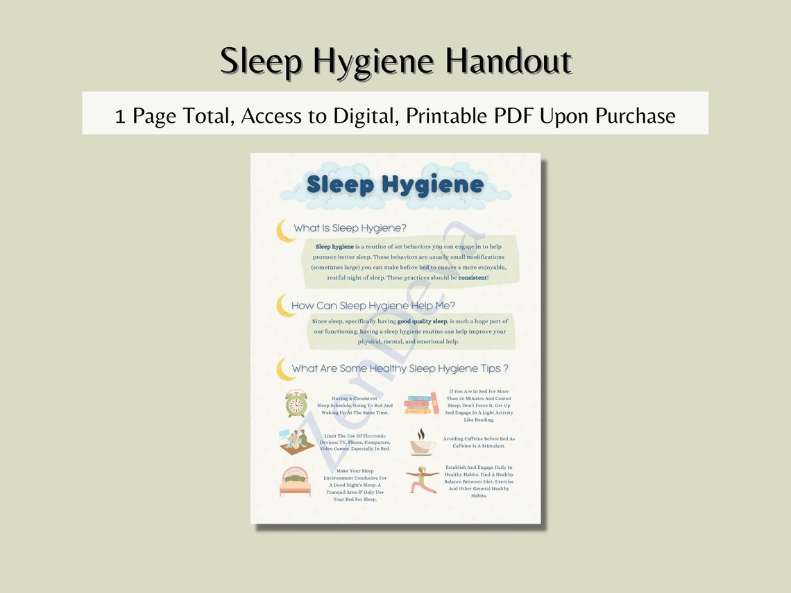 Sleep Hygiene Handout - Therapy Tool, Educational Handout - Etsy