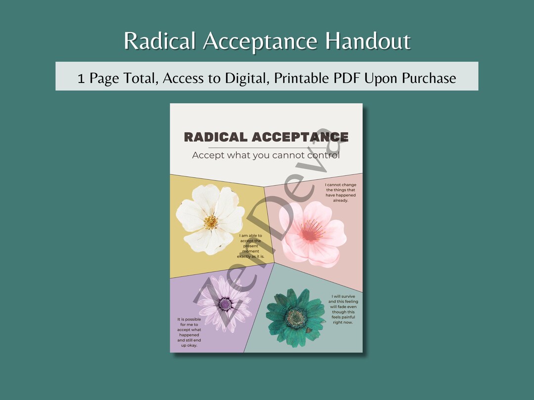 Radical Acceptance Handout - Educational/therapy Aid and Tool - Etsy