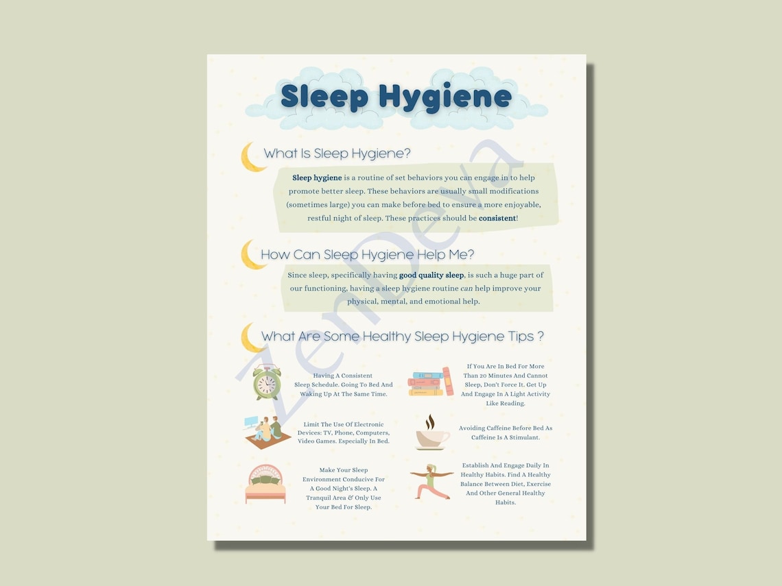 Sleep Hygiene Handout - Therapy Tool, Educational Handout - Etsy