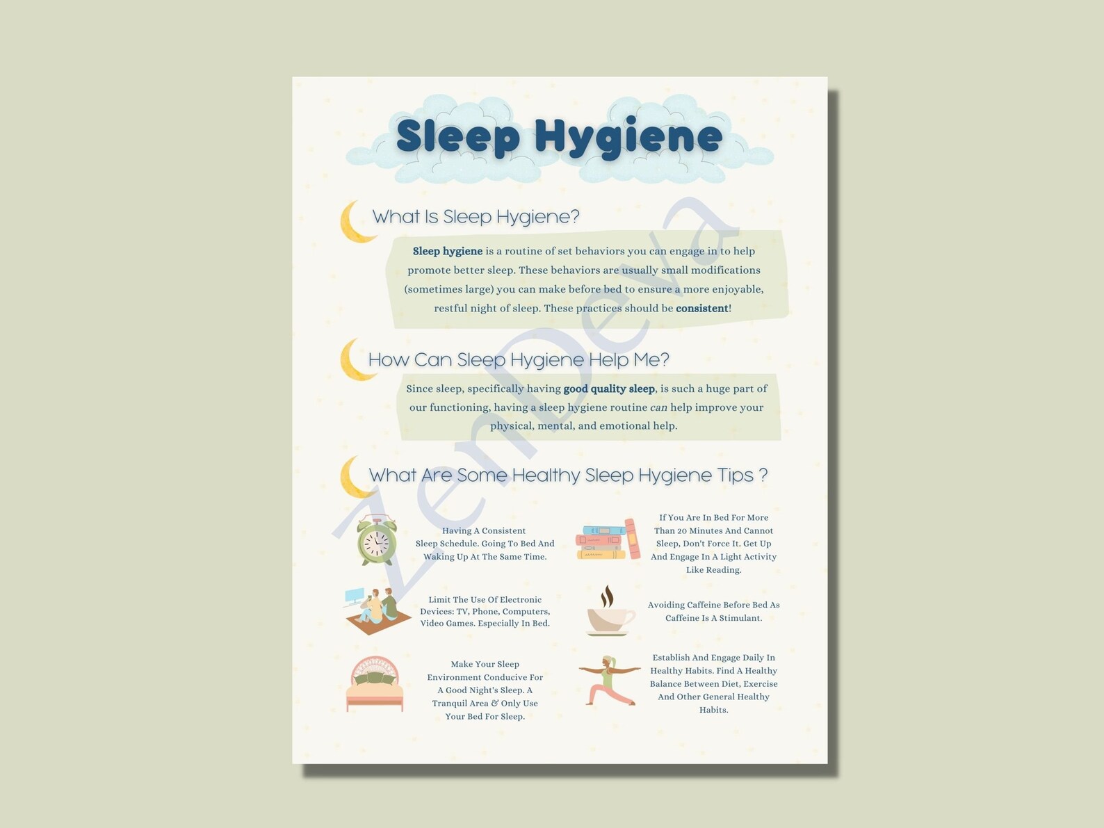 Sleep Hygiene Handout - Therapy Tool, Educational Handout - Etsy