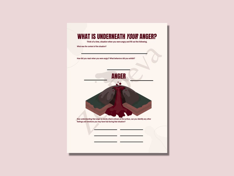 Anger Volcano Handout and Worksheet - Therapy Tool, Aid - Etsy