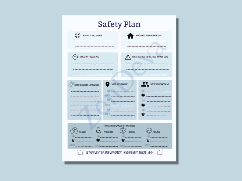 Safety Plan Worksheet - Therapy Tool, Educational Handout - Etsy