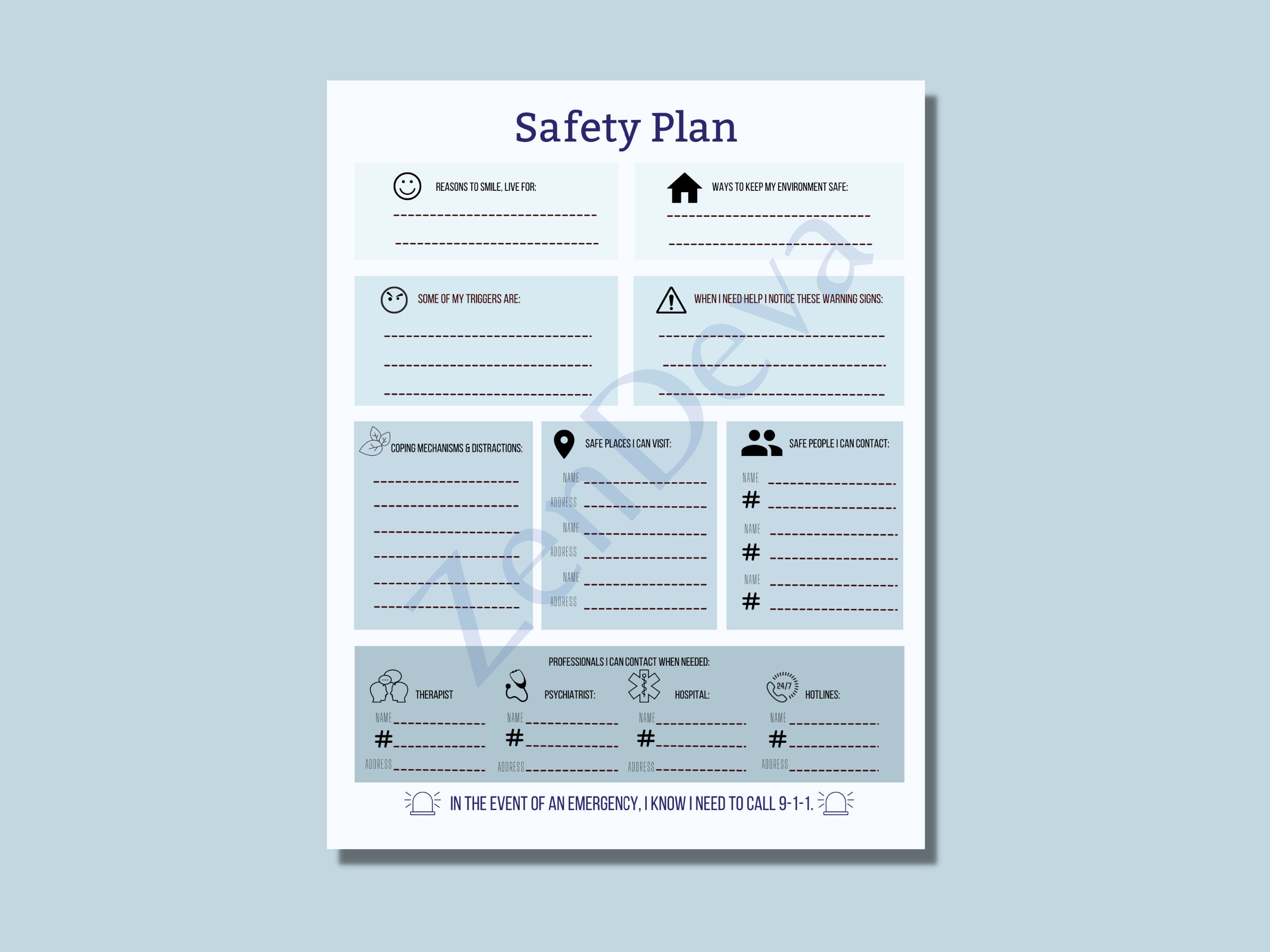 Safety Plan Worksheet - Therapy Tool, Educational Handout - Etsy