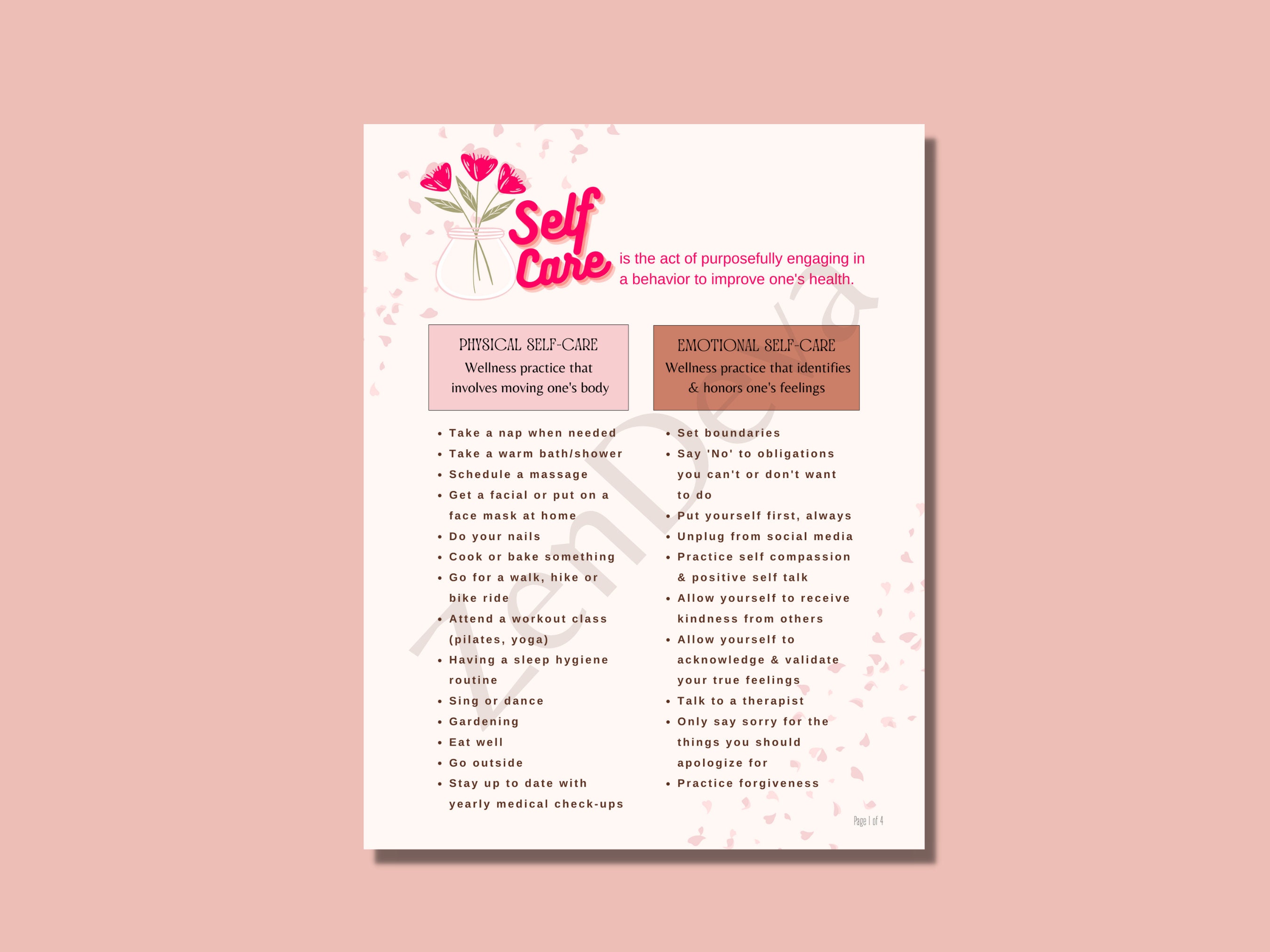 67 Self Care Ideas Handouts and Worksheet - Therapy Tool and Aid - Etsy