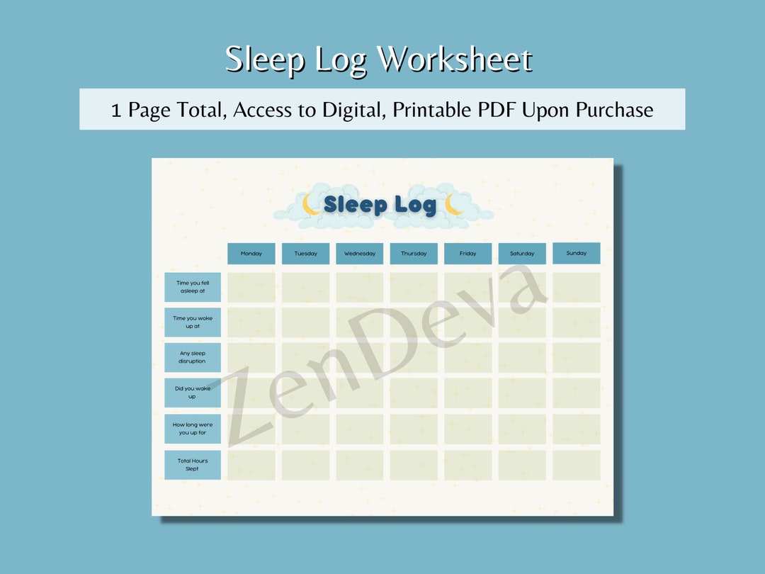 Sleep Log Worksheet - Therapy Tool, Educational Handout - Etsy