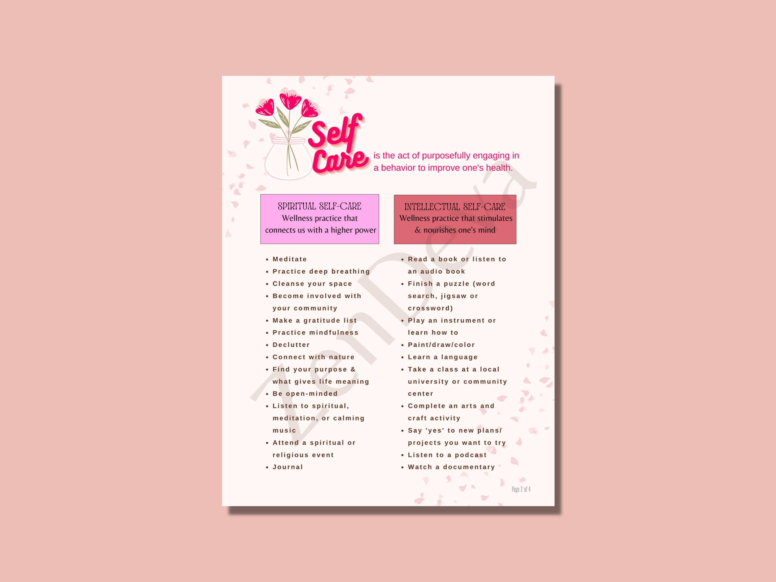 67 Self Care Ideas Handouts and Worksheet - Therapy Tool and Aid - Etsy