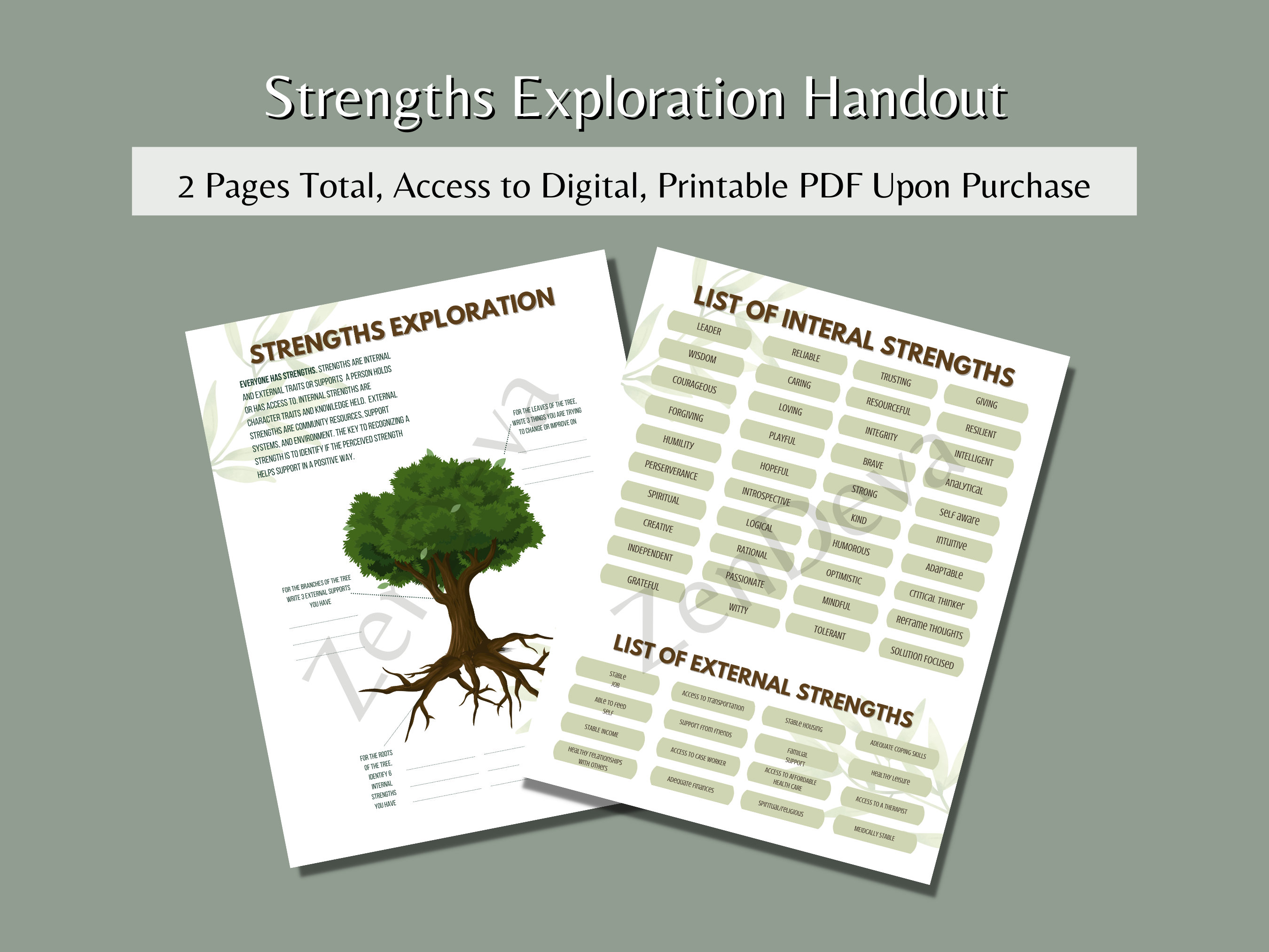 Strengths Exploration Handout - Educational/therapy Aid and Tool - Etsy