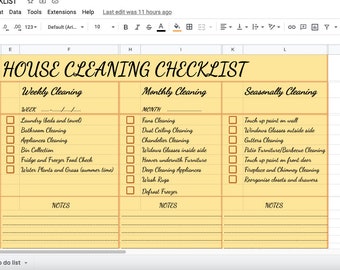 Editable House Cleaning Checklist Daily Cleaning Checklist to Do Lists Weekly Clean Checklists ...