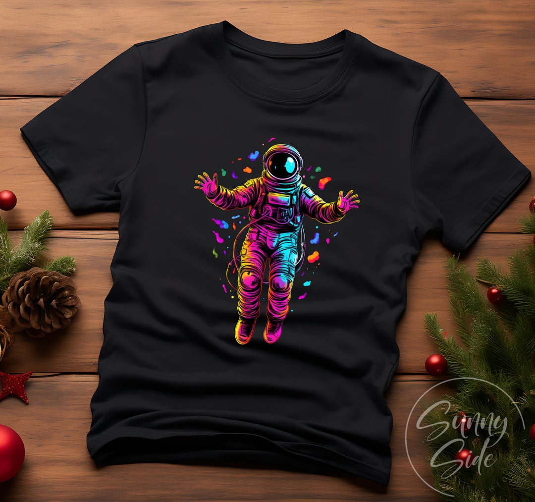Unisex Astronaut T-shirt, Neon Space Theme Design, Perfect Casual Wear ...