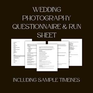 Wedding Photography Questionnaire and Run Sheet With Sample Wedding Day ...