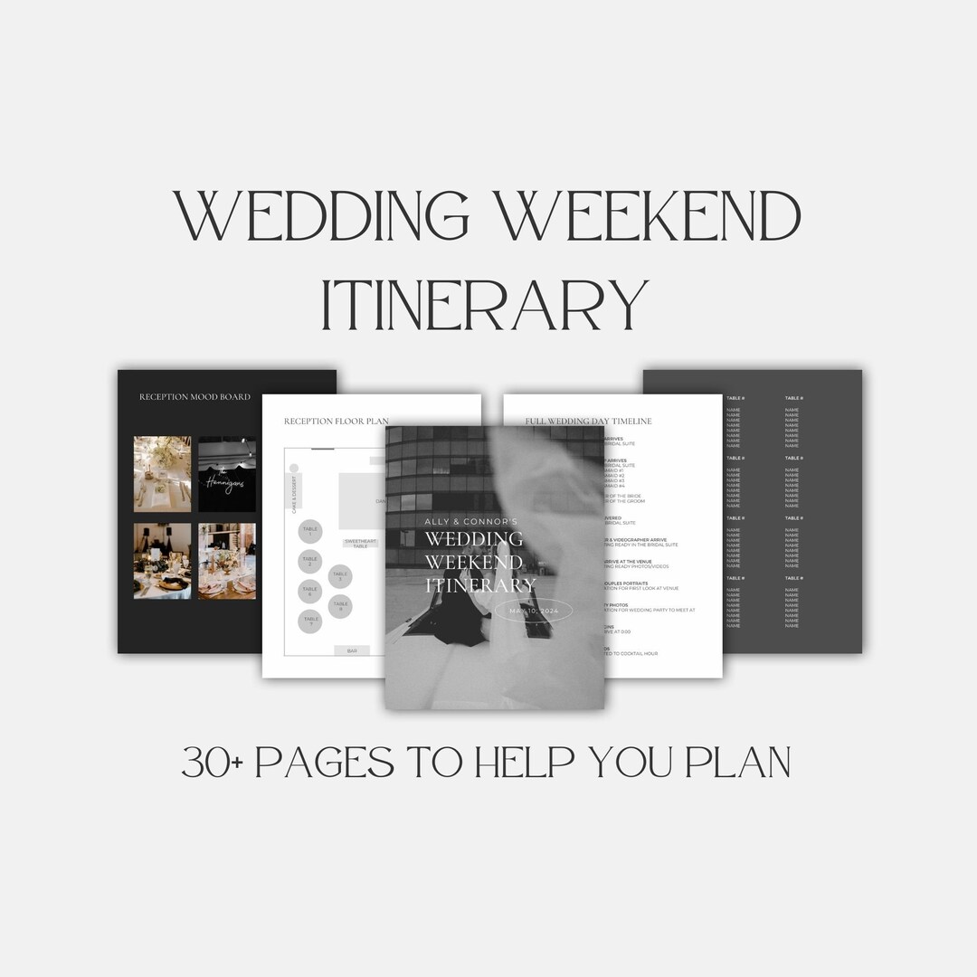 Wedding Weekend Binder Itinerary Minimalist Modern Theme - Etsy