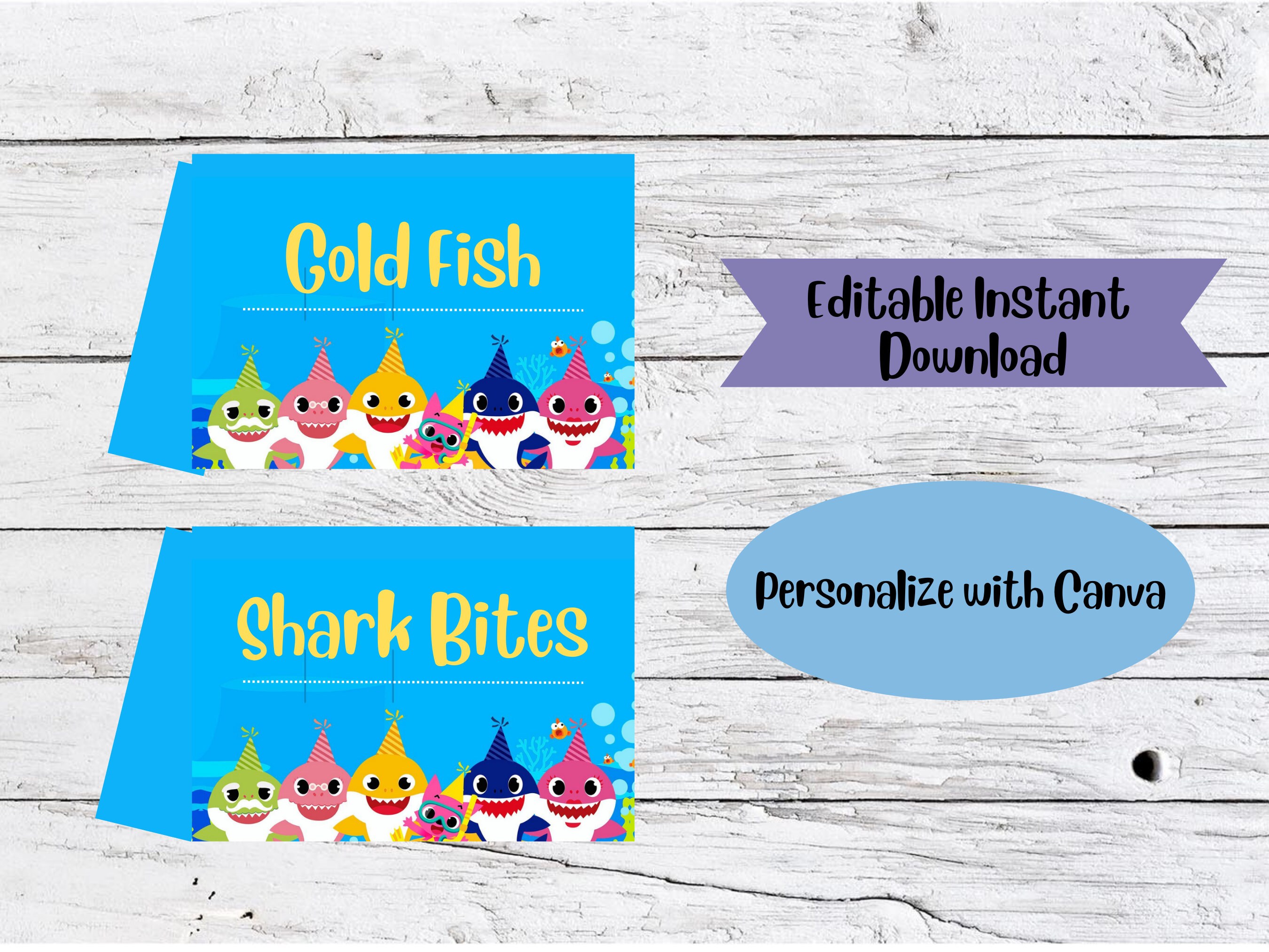 Baby Shark Editable Food Label - Etsy