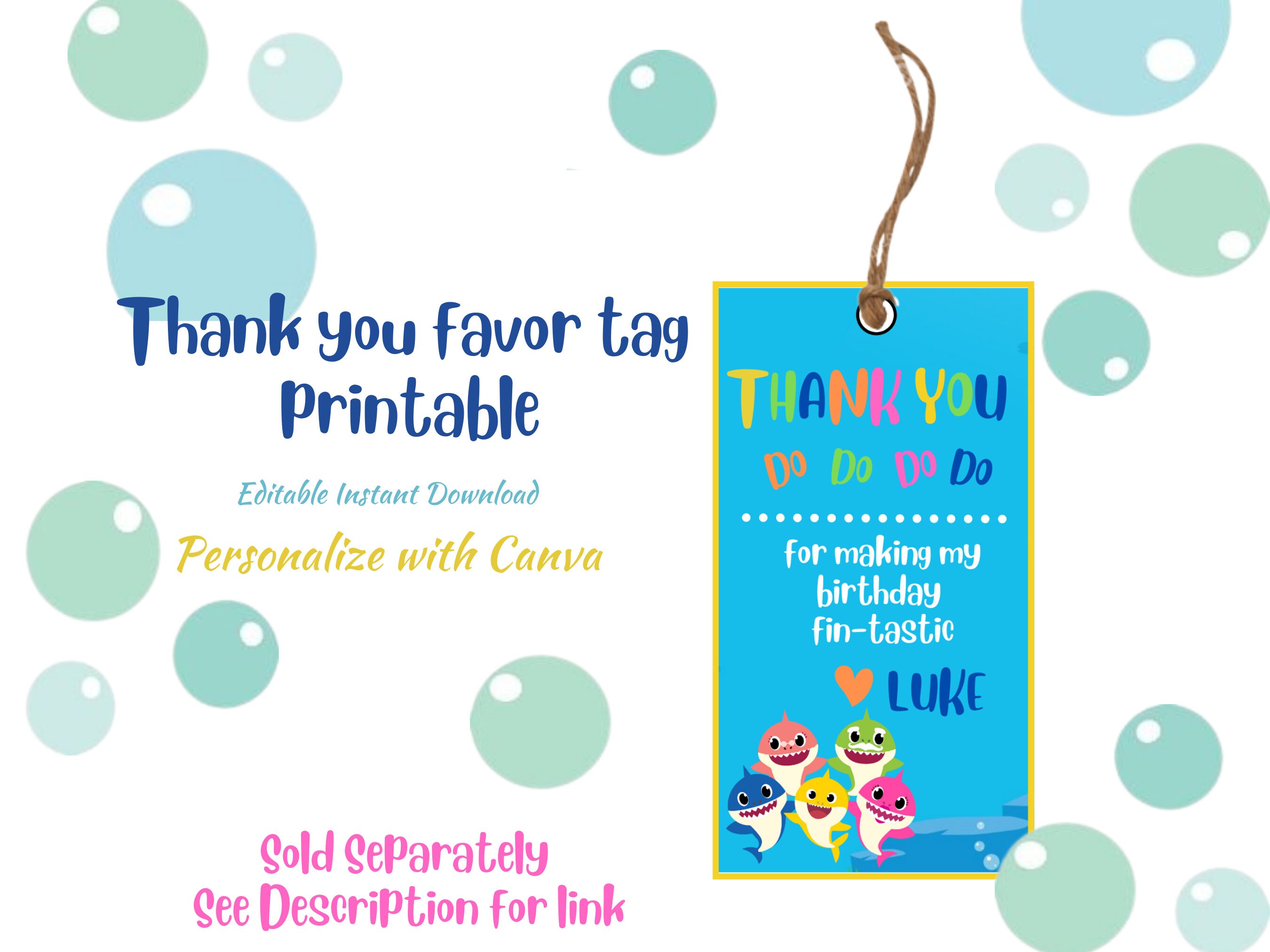 Baby Shark Editable Food Label - Etsy