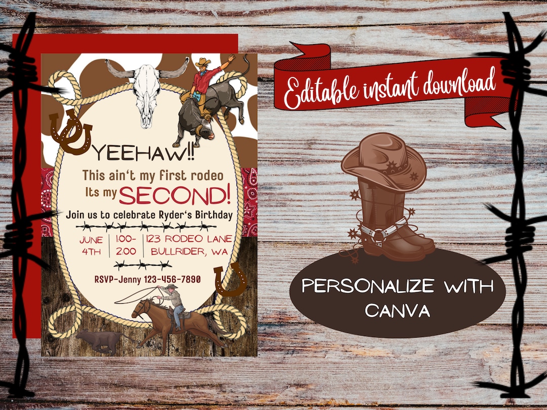 Rodeo Kids Editable Birthday Invitation - Etsy