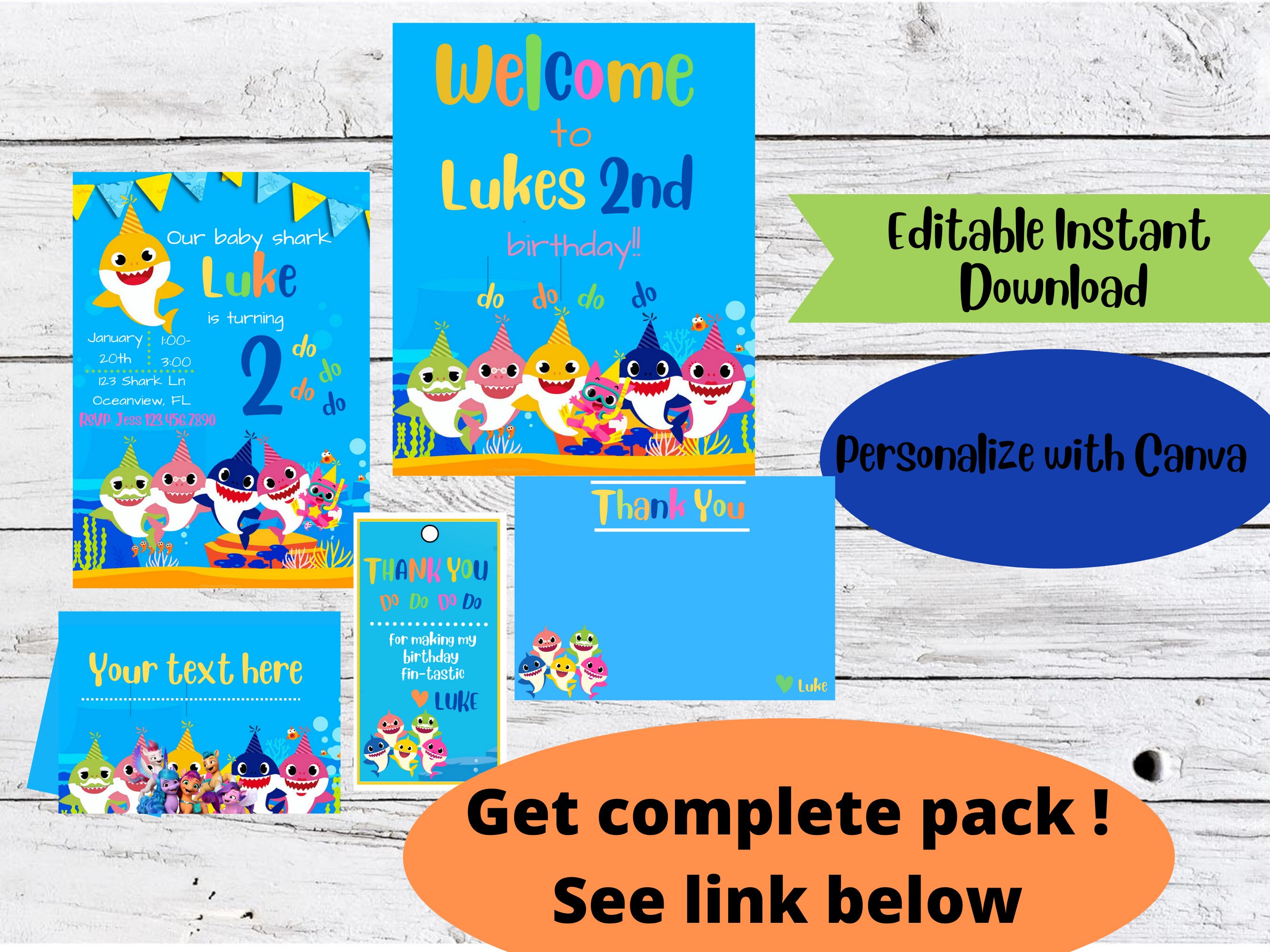 Baby Shark Editable Food Label - Etsy