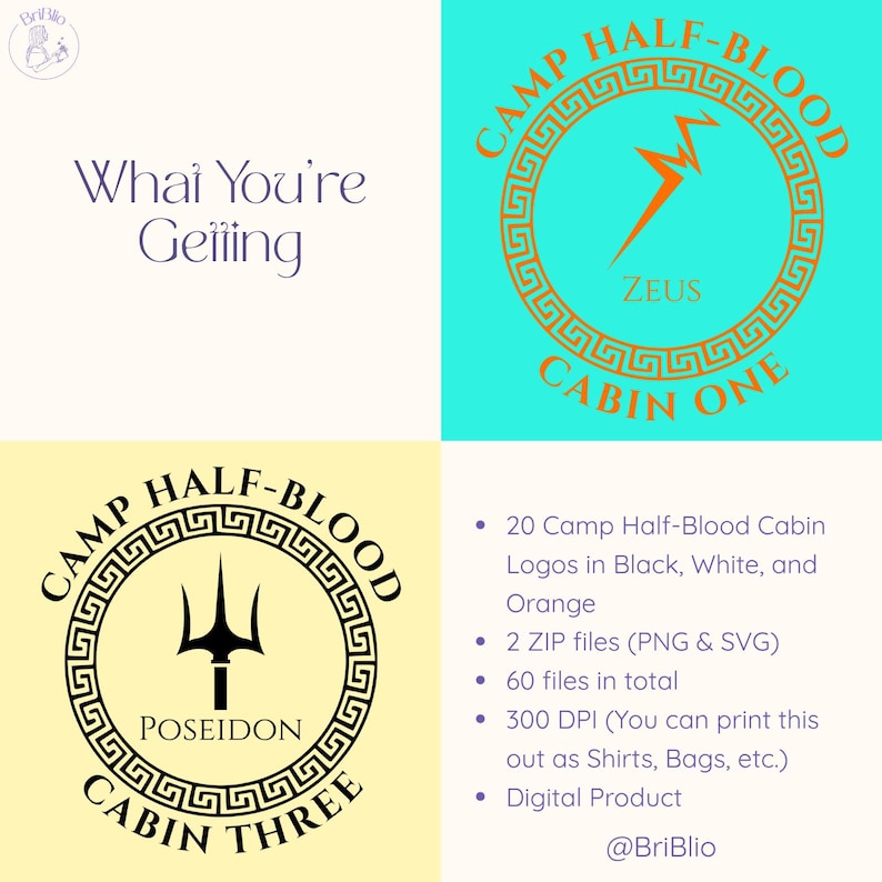 Camp Half Blood Cabins Logo SVG PNG Bundle, Percy Jackson Olympian ...