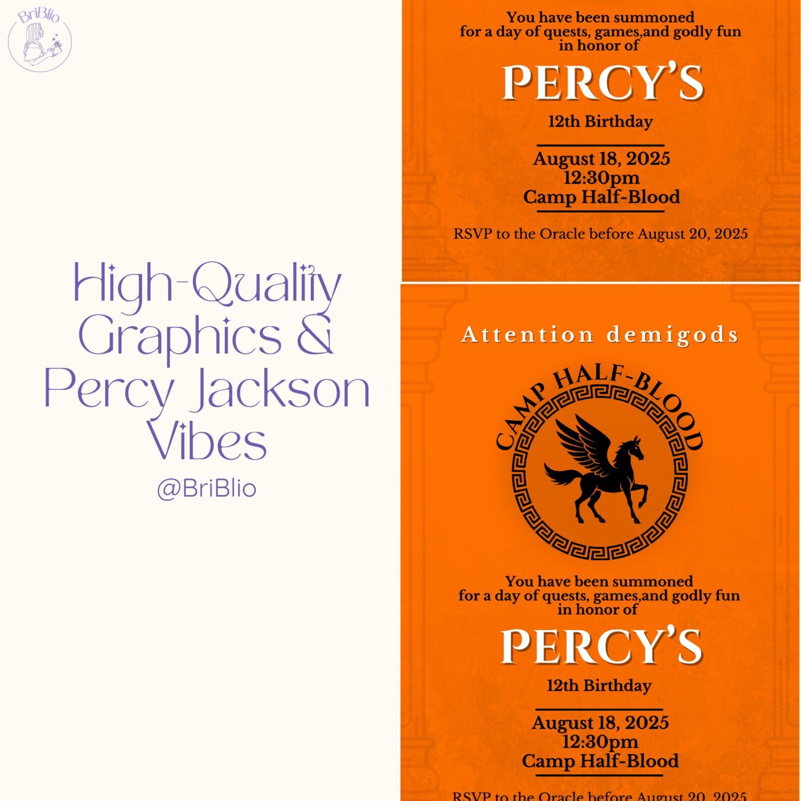 Percy Jackson Camp Half Blood Birthday Invitation Canva Template ...
