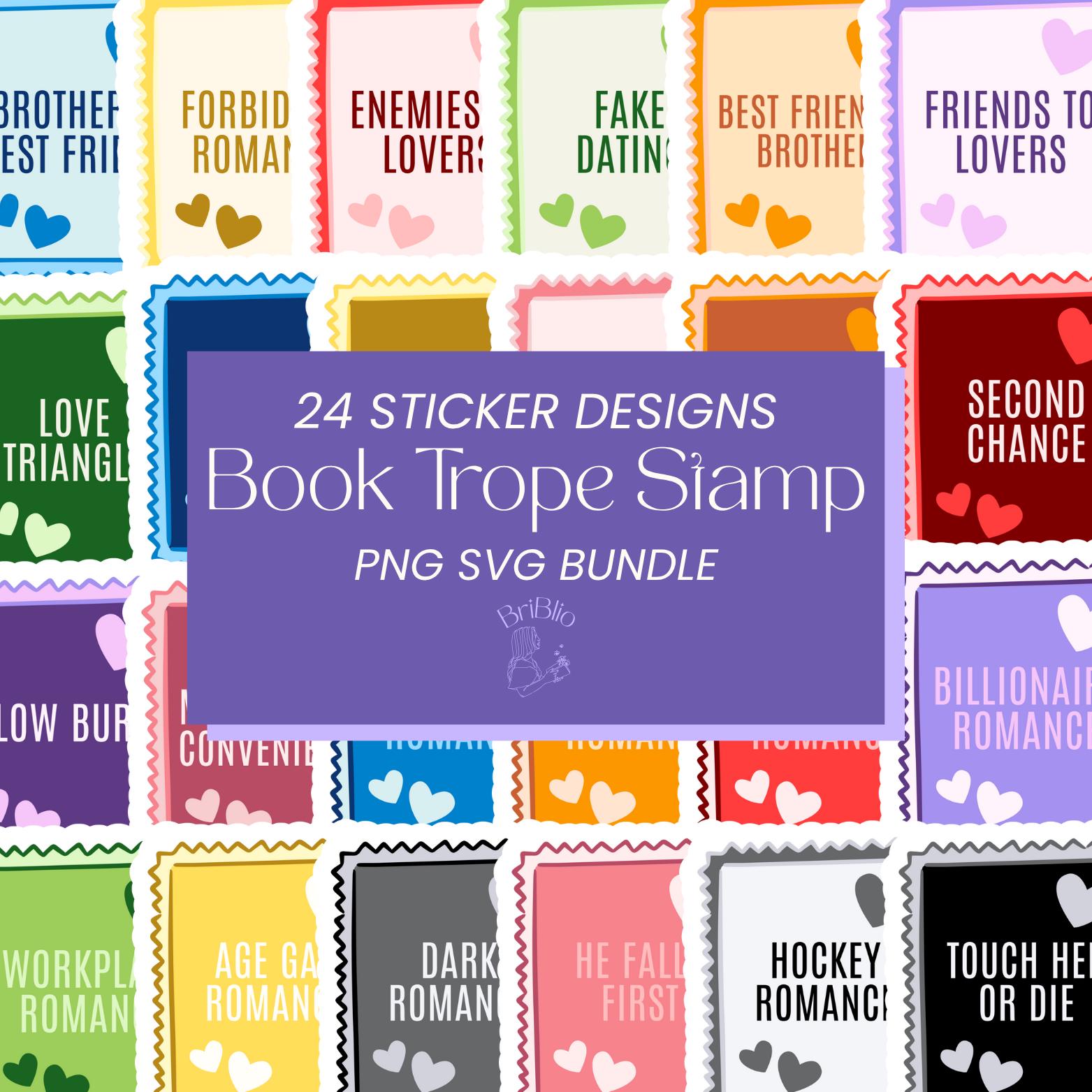 Cute Book Trope Stamp Stickers PNG SVG Enemies to Lovers One Bed Slow ...