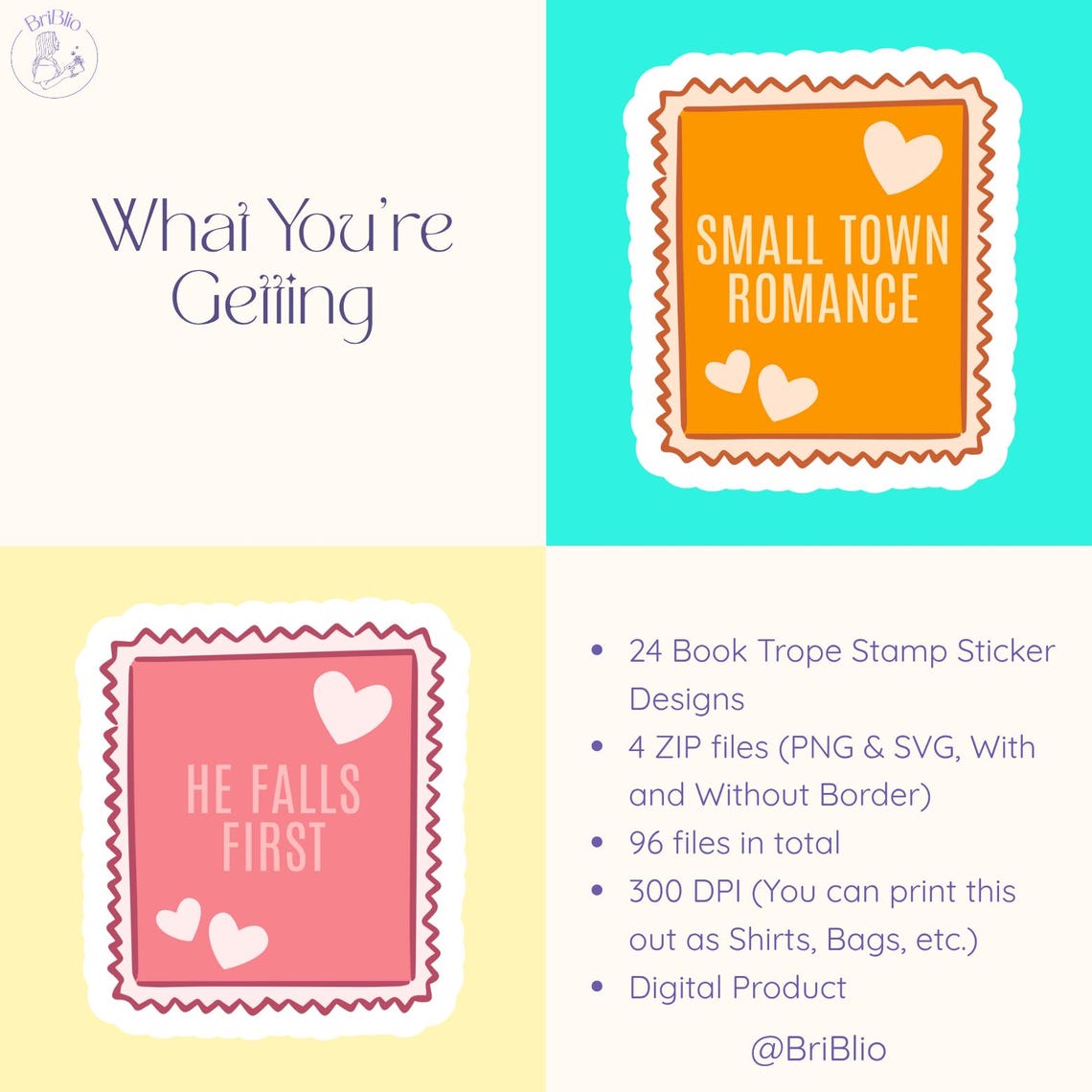 Cute Book Trope Stamp Stickers PNG SVG Enemies to Lovers One Bed Slow ...