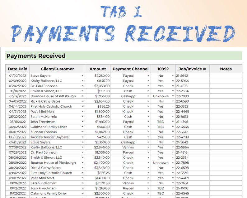 Simple Freelance Bookkeeping 2024 Spreadsheet | Google Sheets Template ...