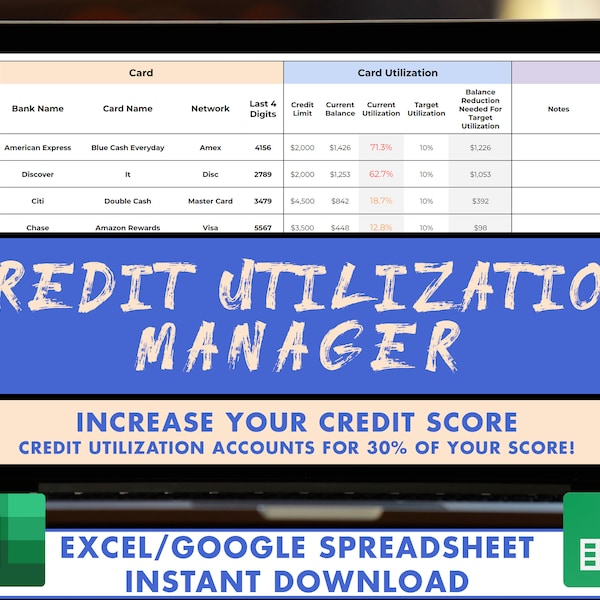 Excel Spreadsheet for Credit Cards - Etsy