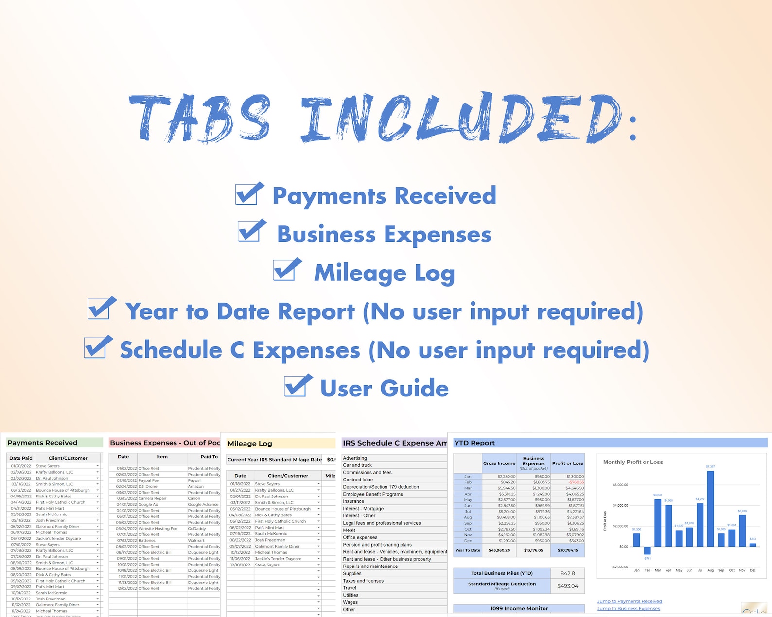 Simple Freelance Bookkeeping 2024 Spreadsheet | Google Sheets Template ...