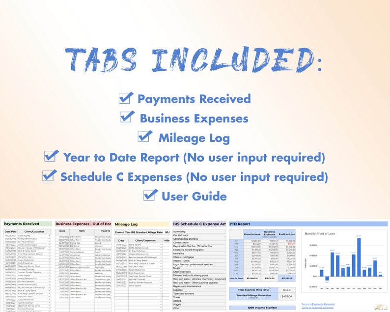 Simple Freelance Bookkeeping 2024 Spreadsheet | Google Sheets Template ...