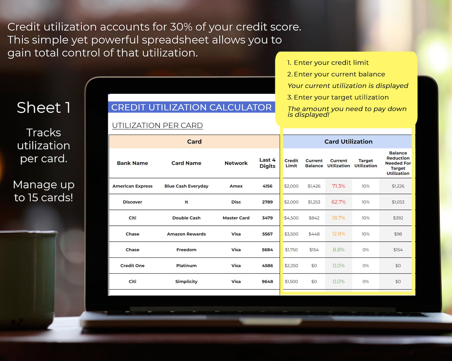 Credit Utilization Calculator | Track Credit Cards With Simple ...