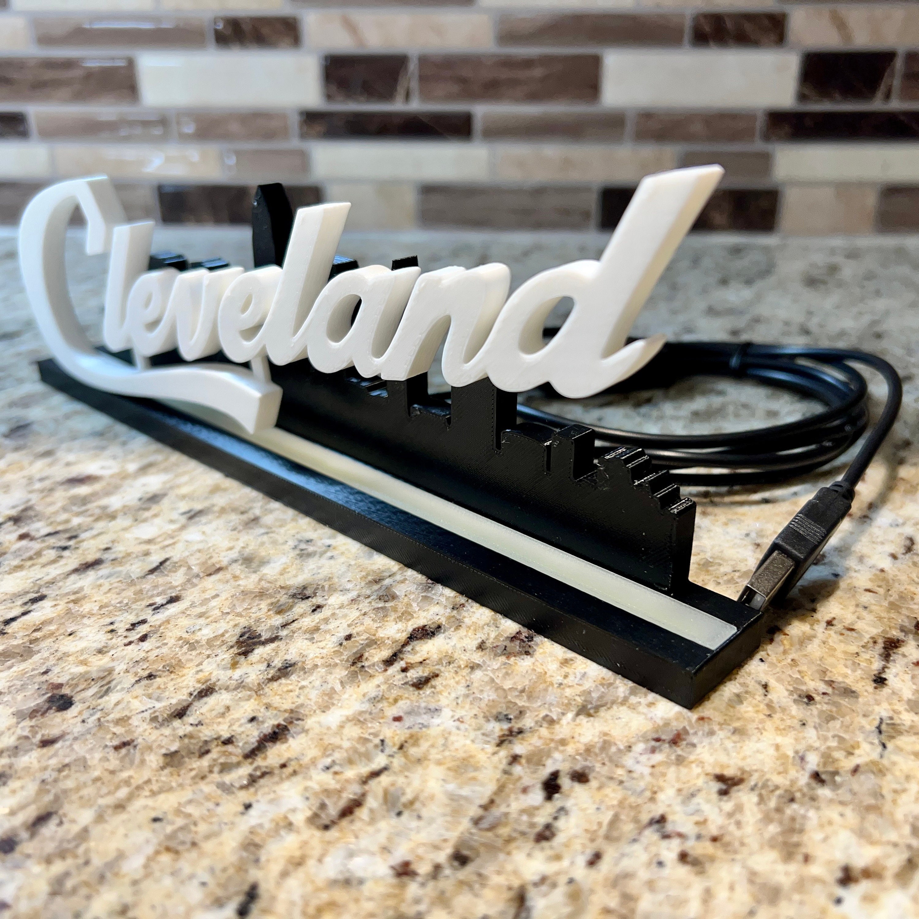 LED Light up Cleveland Script W/ City Skyline Desktop Stand - Etsy