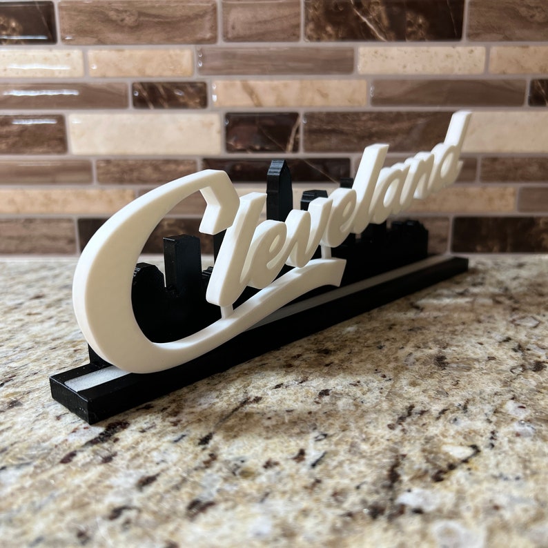 LED Light up Cleveland Script W/ City Skyline Desktop Stand - Etsy