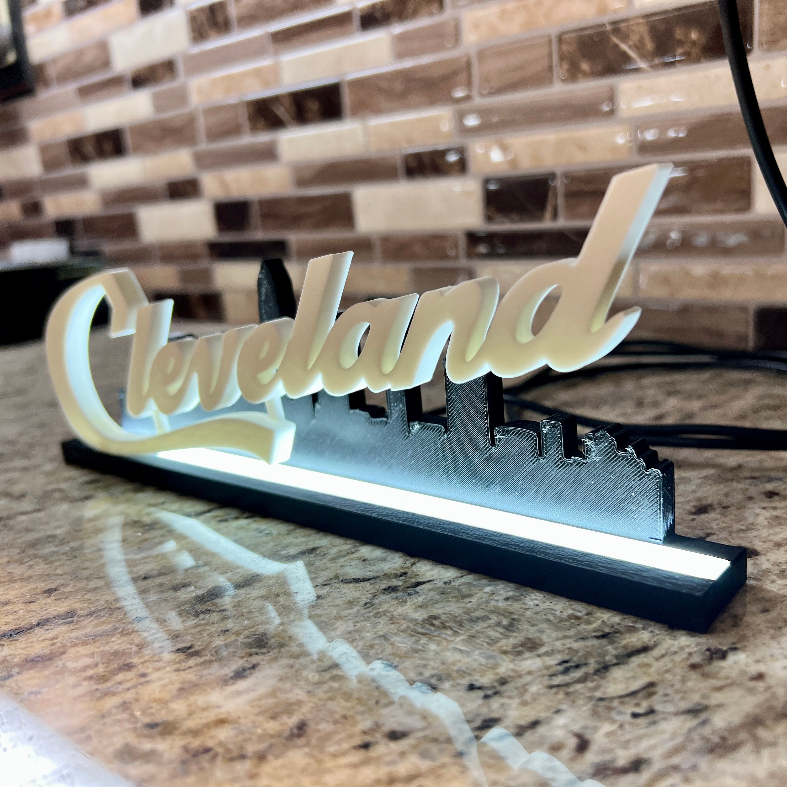 LED Light up Cleveland Script W/ City Skyline Desktop Stand - Etsy
