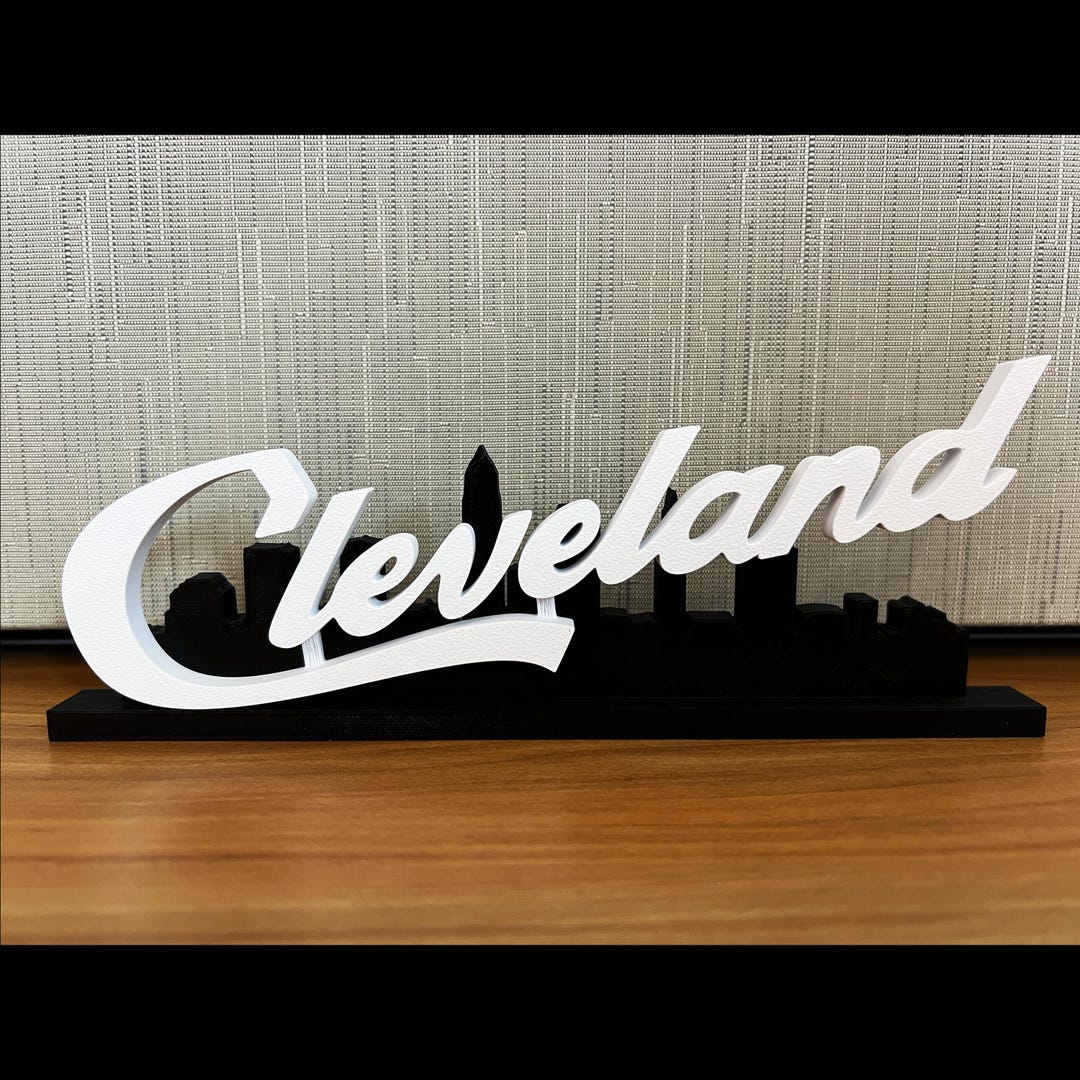 Cleveland Script W/ City Skyline Desktop Stand Sign Figure - Etsy
