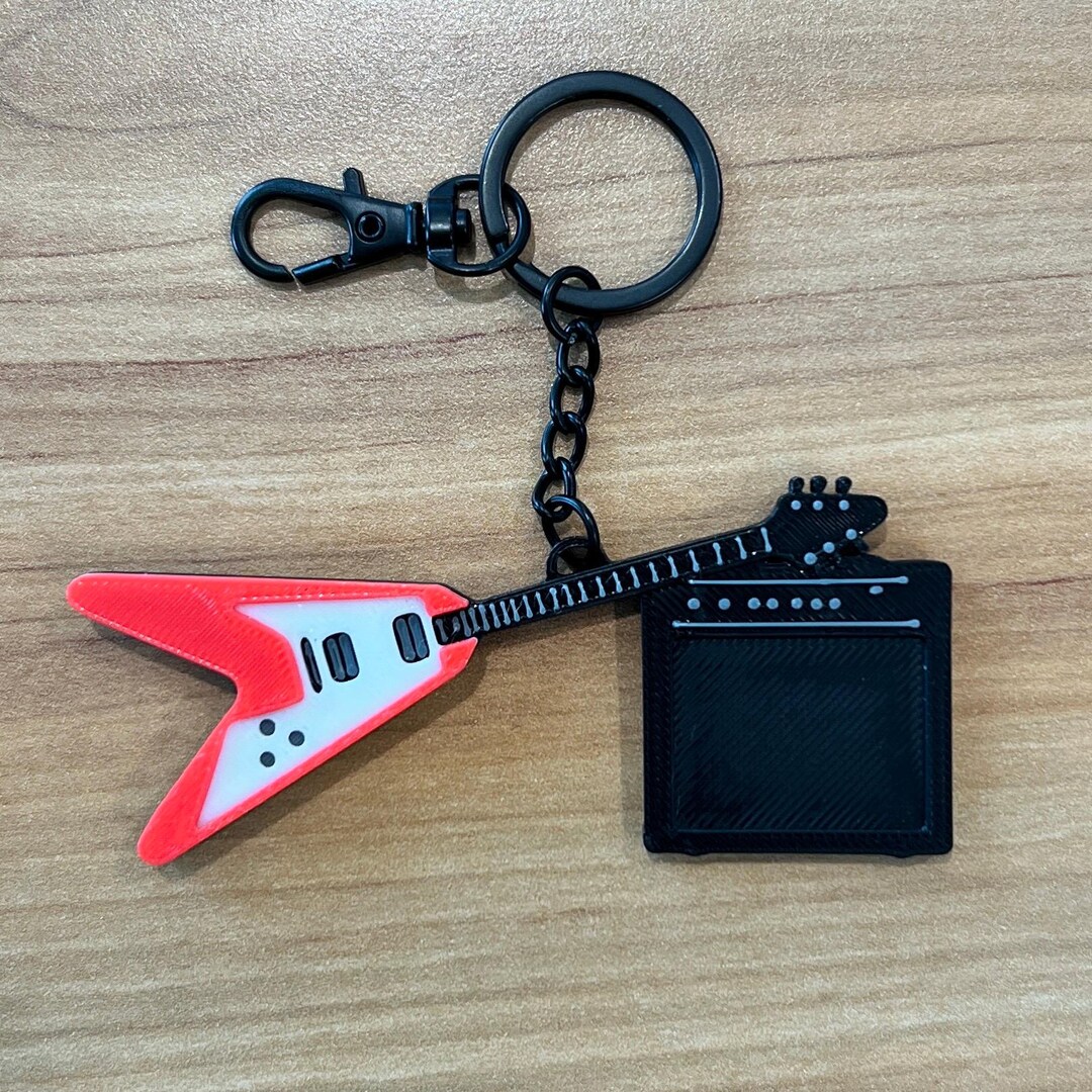 Guitar and Amp 3D Printed Keychain - Etsy