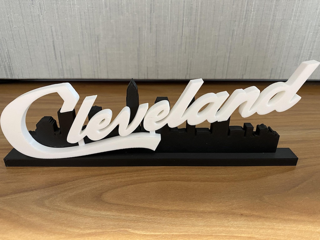 Cleveland Script W/ City Skyline Desktop Stand Sign Figure - Etsy