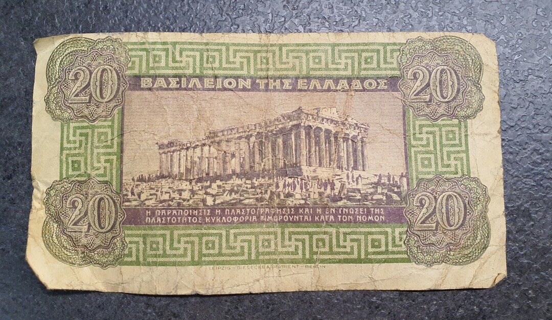 1940 20 Drachma Banknote - Etsy