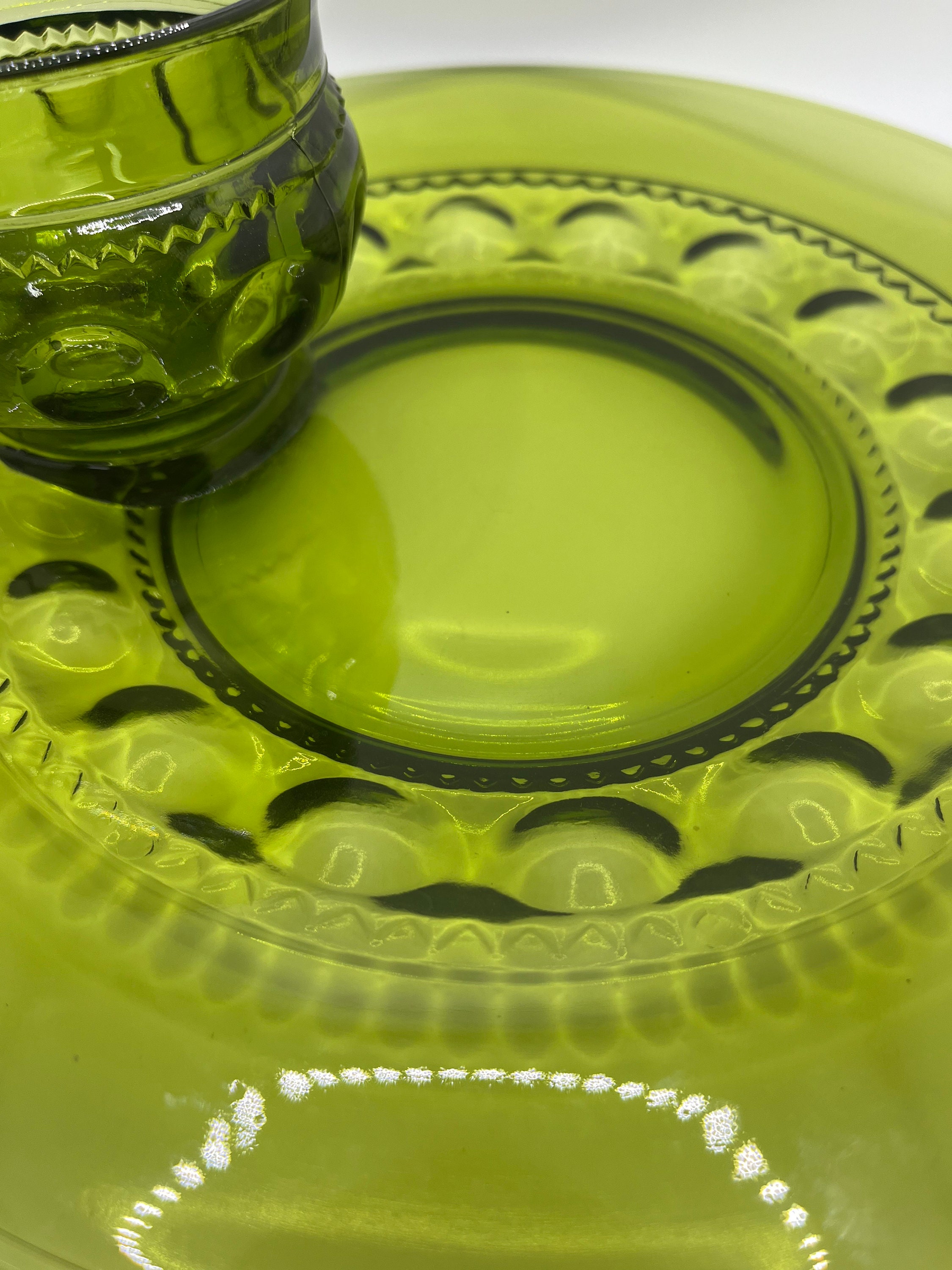 VTG Indiana Glass Thumbprint Glass Plate/cup Set - Etsy