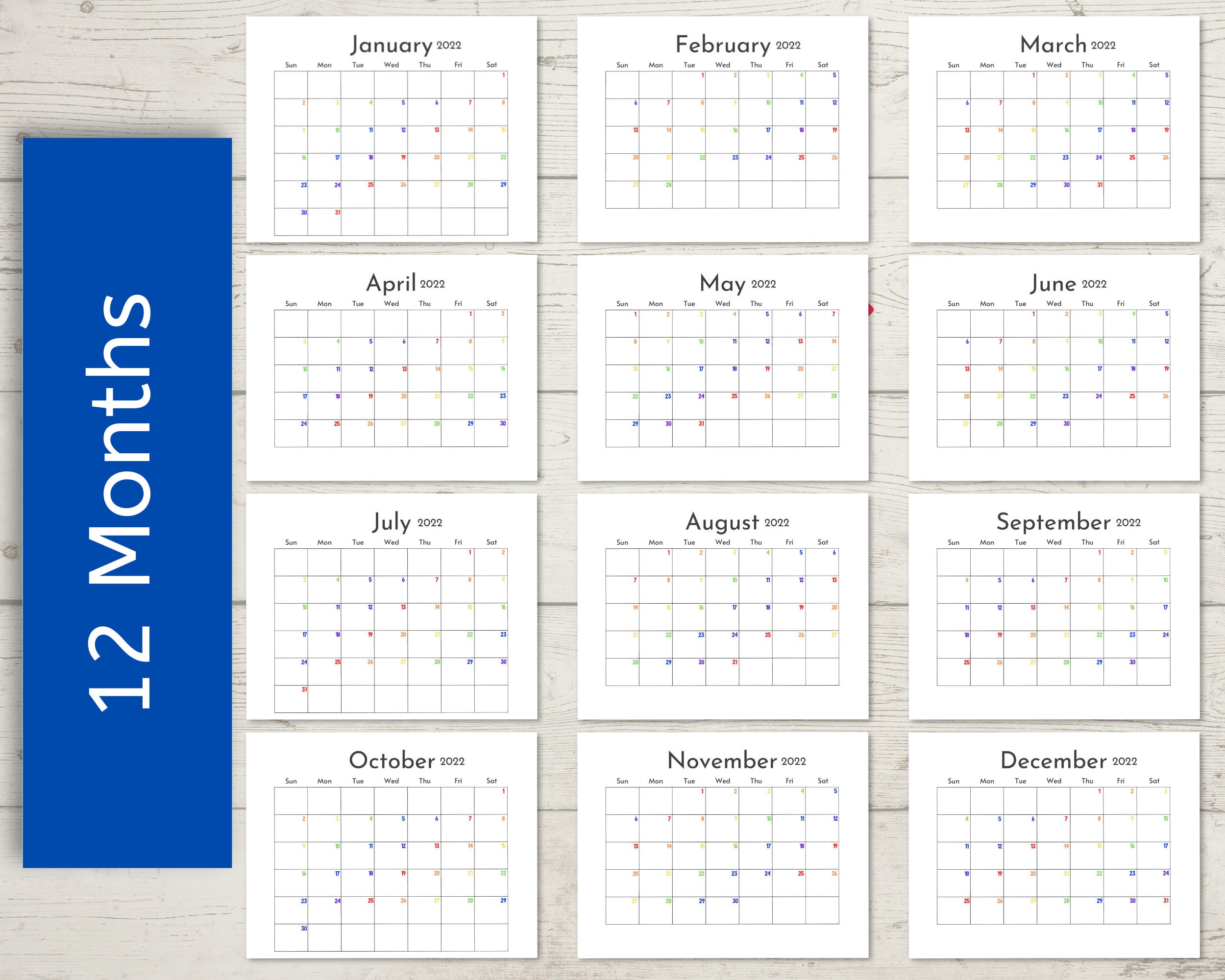 Rainbow Calendar 2022 Printable - Etsy