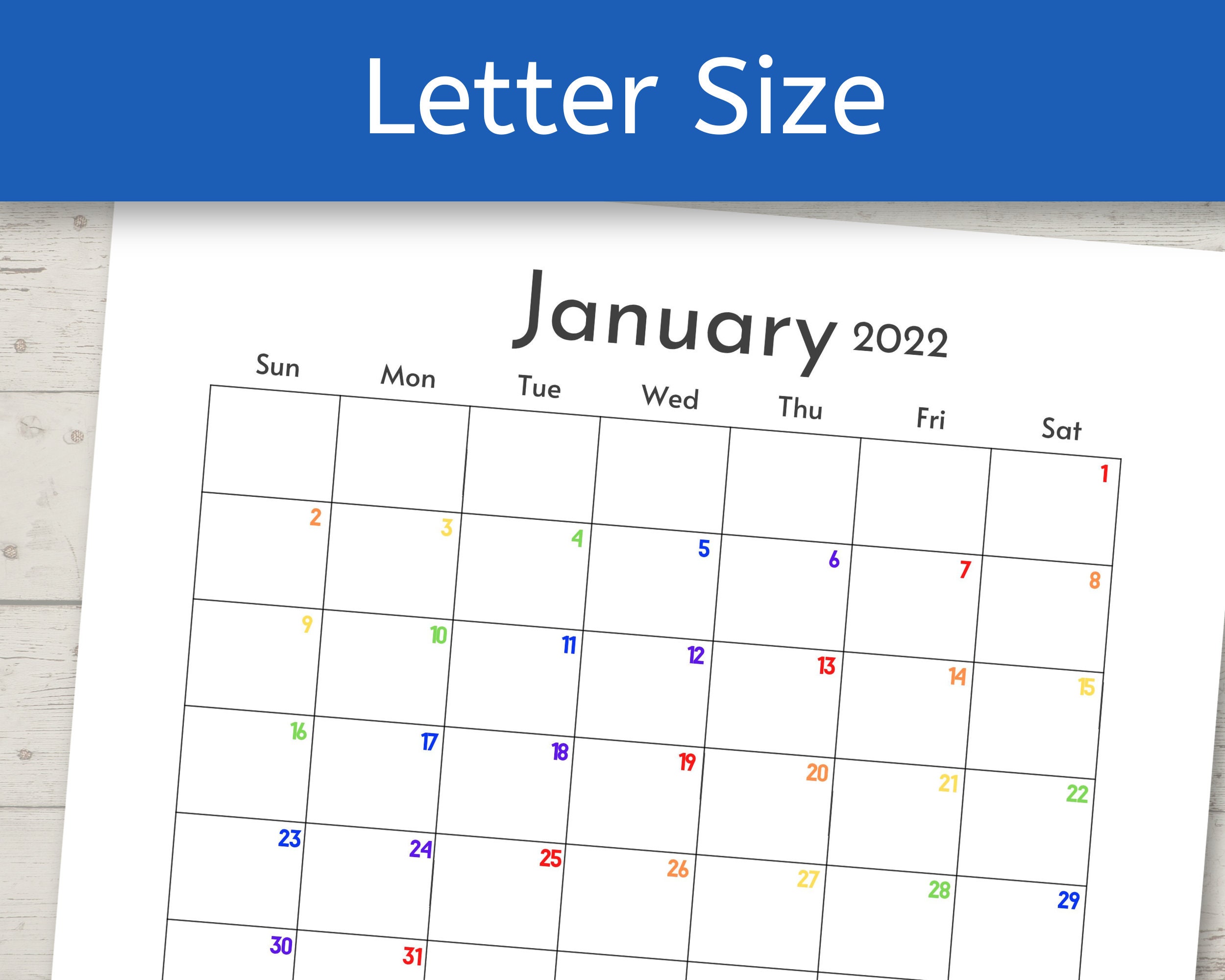 Rainbow Calendar 2022 Printable - Etsy