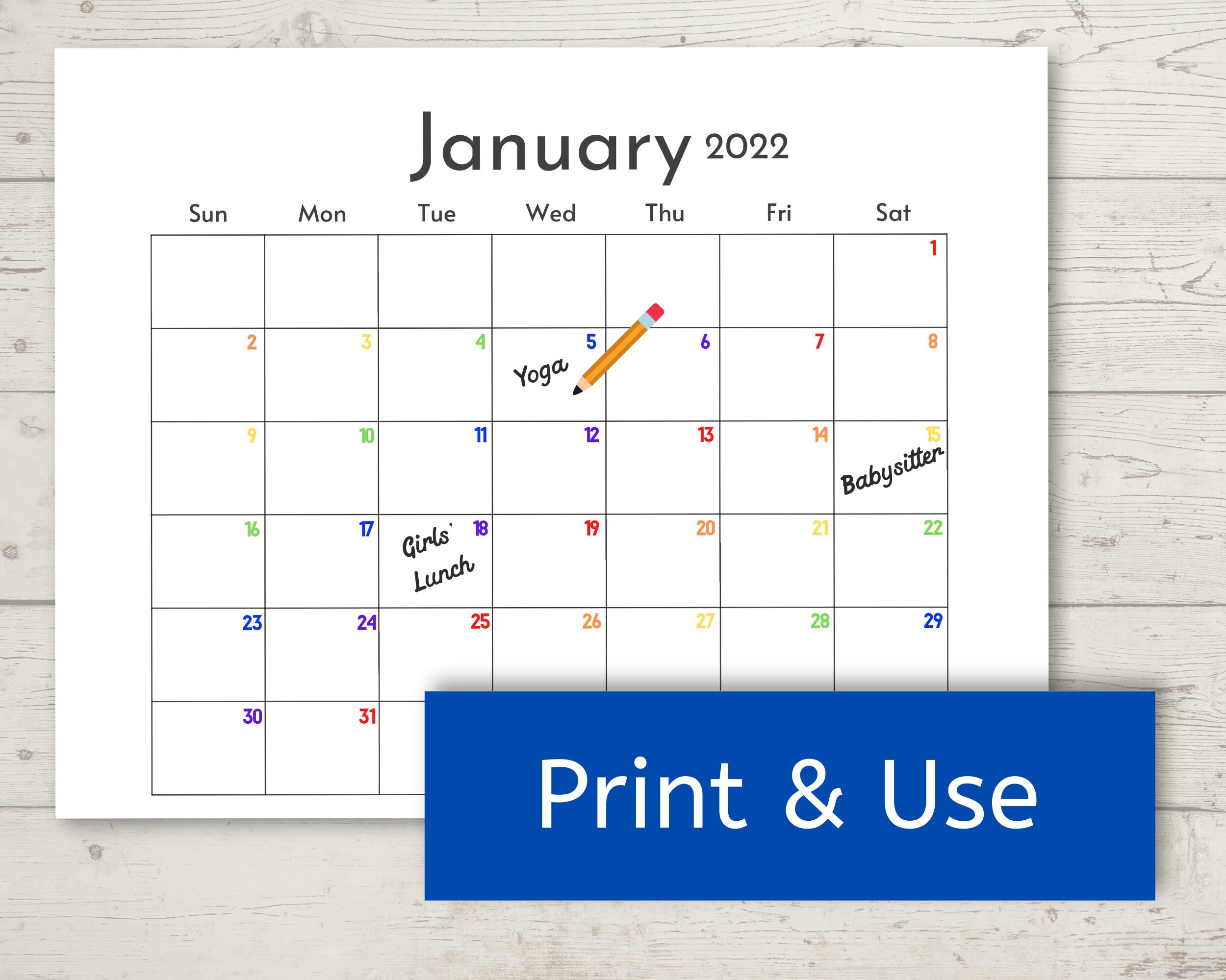 Rainbow Calendar 2022 Printable - Etsy